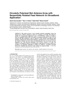 Circularly polarized slot antenna array with sequentially rotated feed network for broadband ...